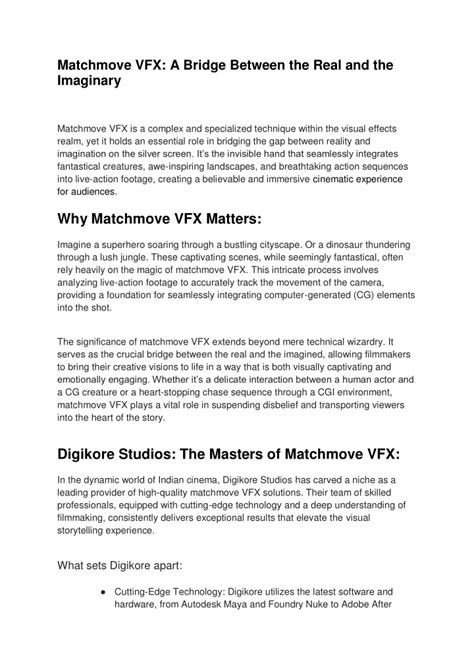 Ppt Matchmove Vfx A Bridge Between The Real And The Imaginary