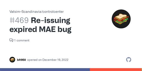 Re Issuing Expired Mae Bug · Issue 469 · Vatsim Scandinaviacontrolcenter · Github