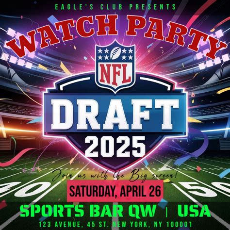 Nfl Draft 2025 Watch Party Instagram Post Template เทมเพลต Postermywall