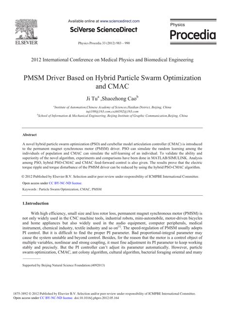 pdf pmsm driver based on hybrid particle swarm optimization and cmac
