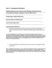 WinSec V Lab AW Pdf Ambu Pdf Lab Assessment Worksheet Implementing Access Controls