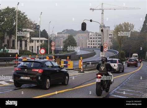 Illustration Picture Shows Traffic Jam As The Herrmann Debroux Viaduct