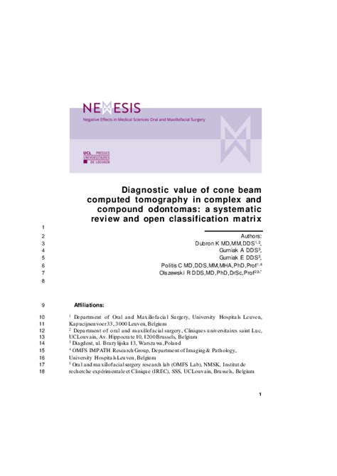 Pdf Diagnostic Value Of Cone Beam Computed Tomography In Complex And Compound Odontomas A