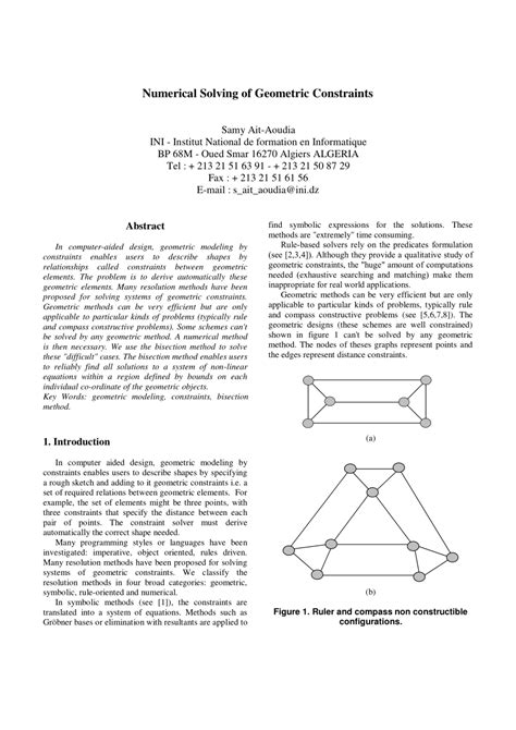 Pdf Numerical Solving Of Geometric Constraints