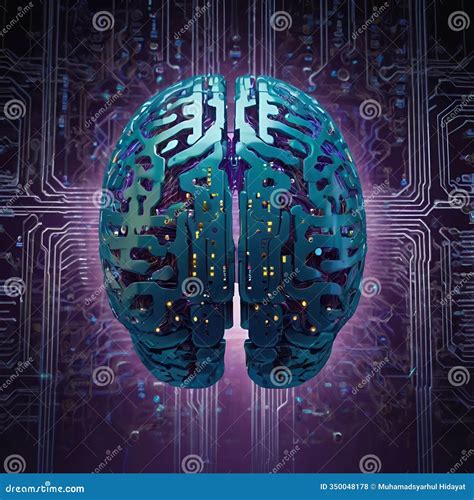 Futuristic Digital Brain Made of Glowing Circuit Boards and Neural Networks. Stock Illustration ...