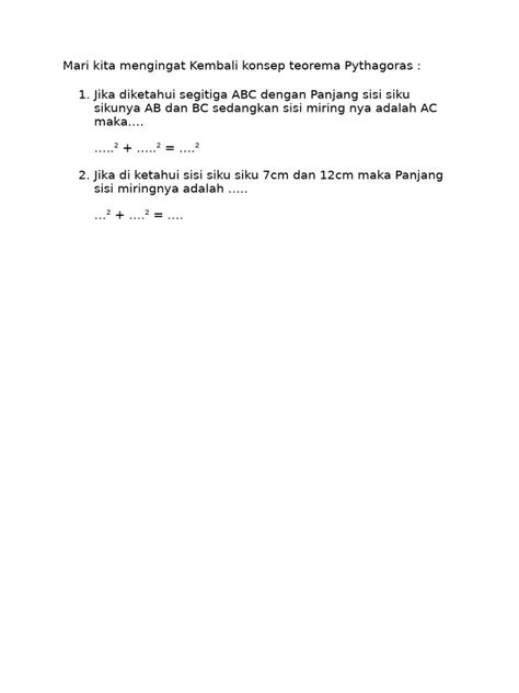 Latihan Soal Pythagoras Pdf