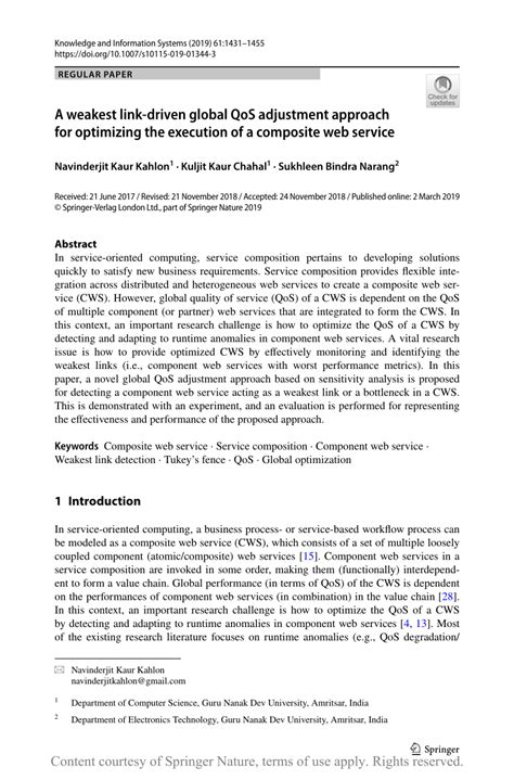 A Weakest Link Driven Global Qos Adjustment Approach For Optimizing The