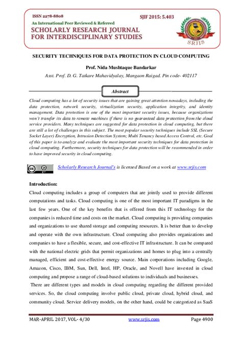 Pdf Security Techniques For Data Protection In Cloud Computing