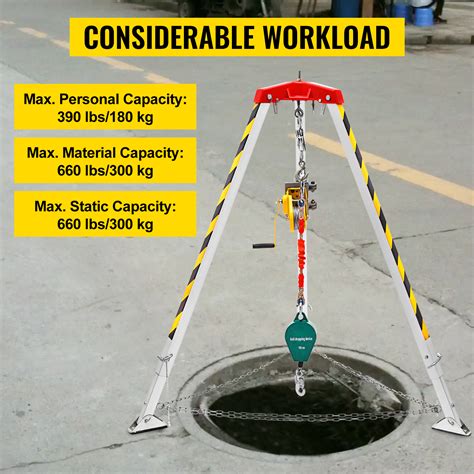 Vevor Confined Space Tripod 1800lbs Winch And 8 Legs Confined Space