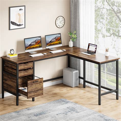 L Shaped Desk 150 Cm Corner Computer Desk With Storage Drawers
