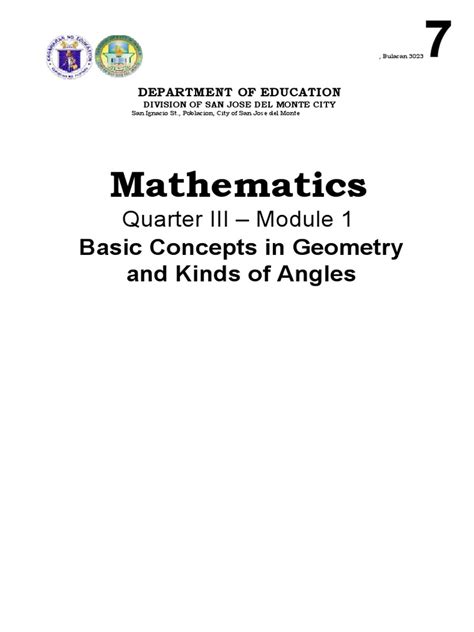Math 7 Q3 Module 1 Pdf Angle Geometry