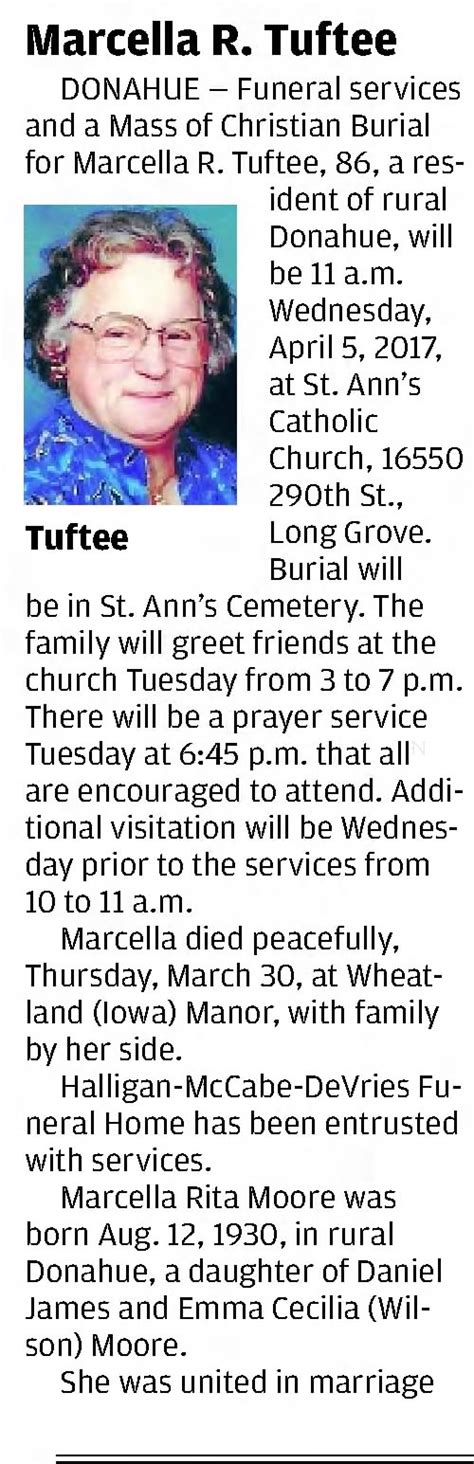 Obituary For Marcella Rita Tuftee Aged 86 ™