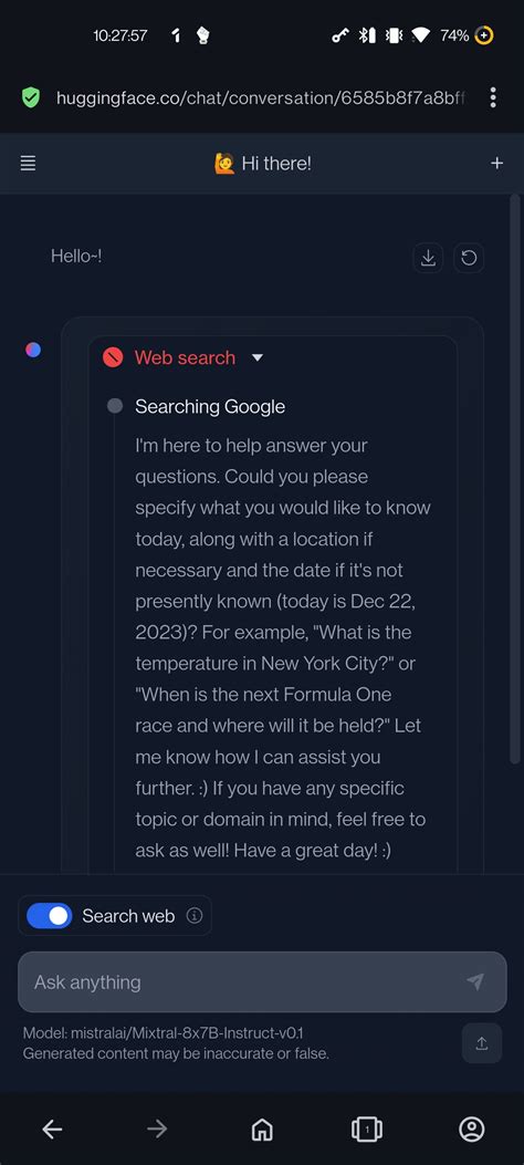 Huggingchat Chat Ui · Mistral 8x7b Acting Strange