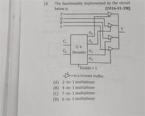 10 The Functionality Implemented By The Circuit Below Is 2016 S1 2m
