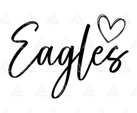 Eagles Script Heart Svg Eagles School Spirit Eagles Mascot Eagles