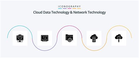 Cloud Data Technology And Network Technology Glyph 5 Icon Pack