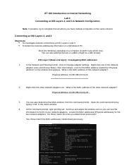 Lab Connecting At OSI Layers Network Config Repaired Doc IFT Introduction To