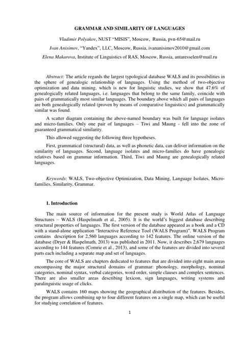 Pdf Grammar And Similarity Of Languages