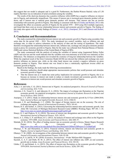 The Relationship Between Interest Rate And Economic Growth In Nigeria An Error Correction Model