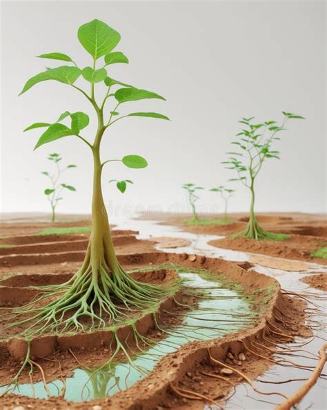 Dynamic Soil Layers With Root Systems And Nutrient Paths Stock Image