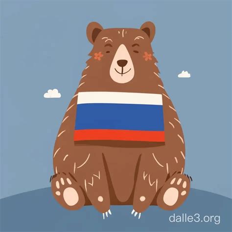 Brown Bear Holding the Flag of Russia | Dalle3 AI