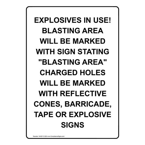 Vertical Sign Mining Explosives In Use Blasting