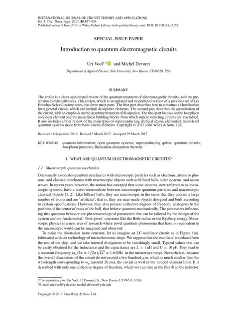 Introduction To Quantum Electromagnetic Circuits Pdf Eigenvalues And Eigenvectors