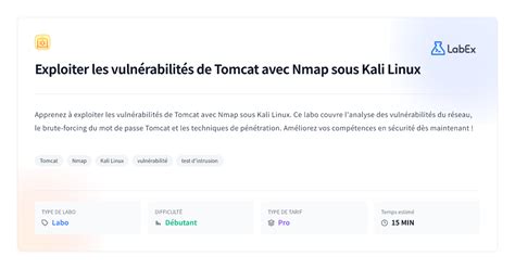 Exploiter Les Vulnérabilités De Tomcat Avec Nmap Sous Kali Linux Labex