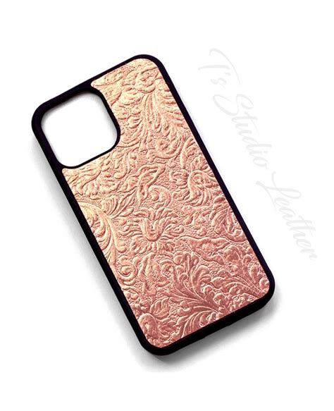 Personalized Hand Tooled Floral Leather Phone Case With Initials