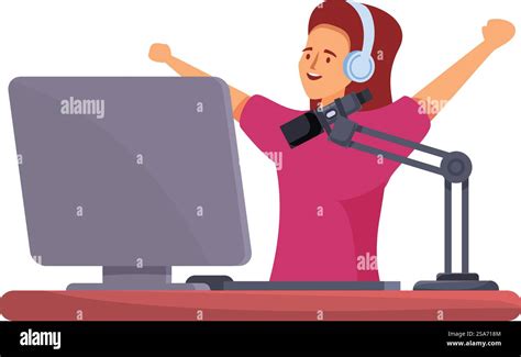 Radio Host Is Recording A Podcast And Raising Her Arms In Joy Radio