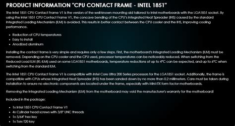 Thermal Grizzly Cpu Contact Frame For Intel 1851 Cooling Scorptec Computers