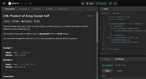 Leetcode Coding Blind75 Problemsolving Javascript Prefixsuffix