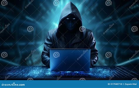 Anonymous Hacker With Laptop Concept Of Dark Web Cybercrime