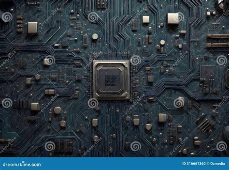 Computer Chip Hardware Design Intricate Circuitry And Connectors Generative AI Stock
