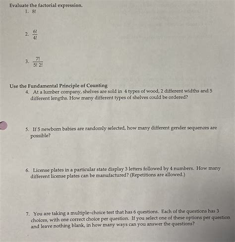 Solved Evaluate The Factorial Expression Chegg Com