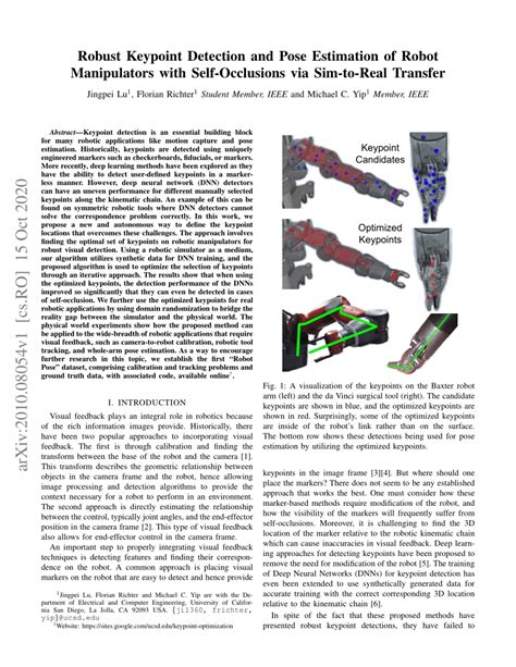 Pdf Robust Keypoint Detection And Pose Estimation Of Robot Manipulators With Self Occlusions