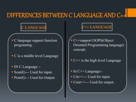 Comparison Between C And C Pptx Programming Languages Computing