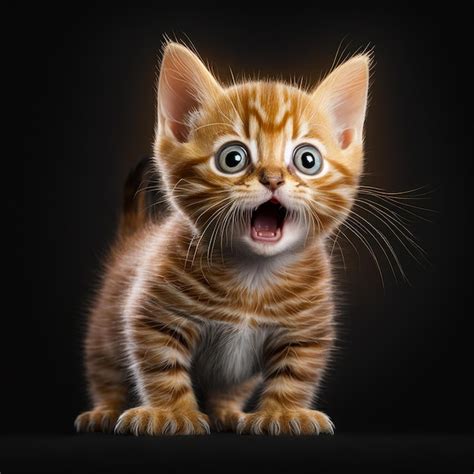 Premium Photo A Scared Kitten With An Open Mouth Generative Ai
