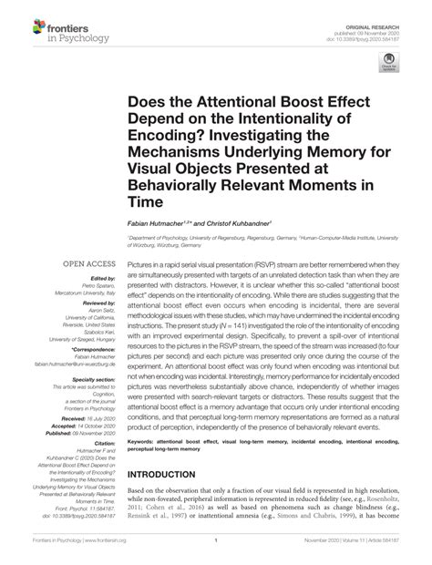 Pdf Does The Attentional Boost Effect Depend On The Intentionality Of