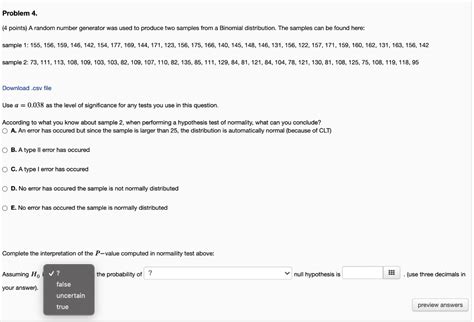 Problem 4 4 Points A Random Number Generator Was Chegg Com
