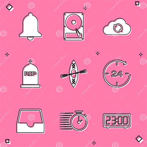 Set Ringing Bell Hard Disk Drive Hdd Cloud Sync Refresh Tombstone