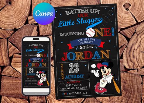 Mickey Mouse Invitation Mickey Mouse Baseball Birthday Invitation