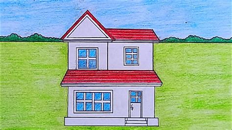 How To Draw A Beautiful House Beautiful House Drawing Step By Step