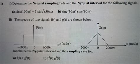Solved 1 I Determine The Nyquist Sampling Rate And The