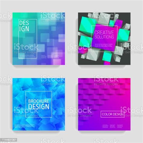 카드 브로셔 벡터 일러스트 레이 션의 추상적인 카드 개념 집합입니다 최소한의 및 색상 디자인 창조적 인 솔루션 현대 배경 기하학적 요소입니다 다채로운 대각선 사각형입니다