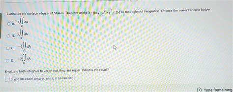 Solved Verify That The Line Integral And The Surface Chegg