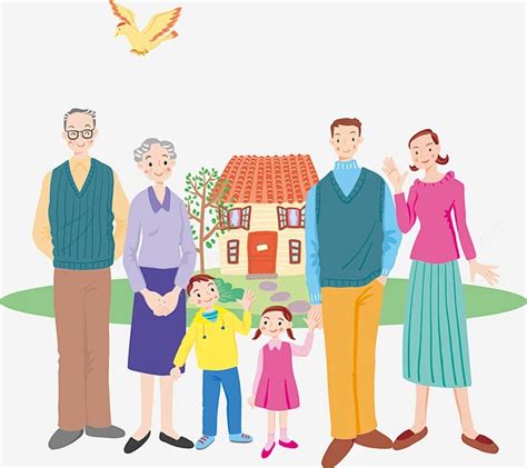 手绘卡通全家福照 平面电商 创意素材 花瓣网