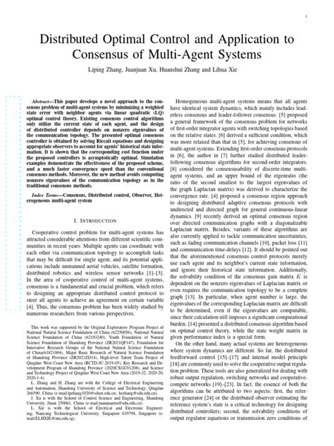 Zhang Distributed Optimal Control Pdf Matrix Mathematics
