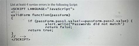 Solved List At Least 4 Syntax Errors In The Following