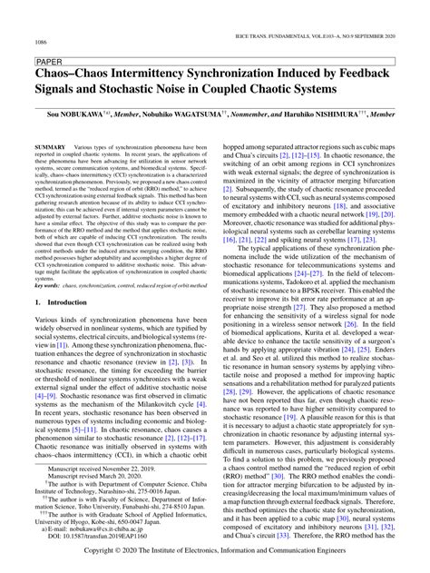 Pdf Chaos Chaos Intermittency Synchronization Induced By Feedback